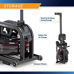 Marcy Water Rowing Machine Cardio Training Equipment, 300-lb Capacity NS-6070RW, Black