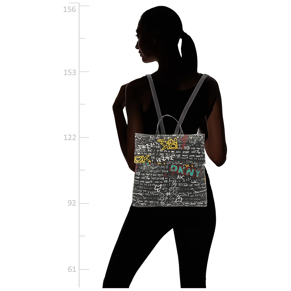 DKNY Women's Multipurpose Fashion Backpack, Black Iconic Graffiti Tilly, One Size