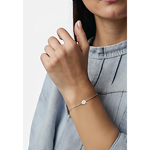 Sofia Milani - Solid 925 Sterling Silver Bracelet for Women - with Zirconia Stone - Cloverleaf Pendant - B0276