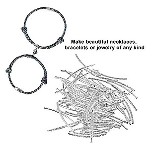 Artibetter 200pcs Tube Beads Twist Long Noodle Tube Spacer Beads for DIY Jewelry Making Necklace Bracelet Spacer Beads Copper Silver