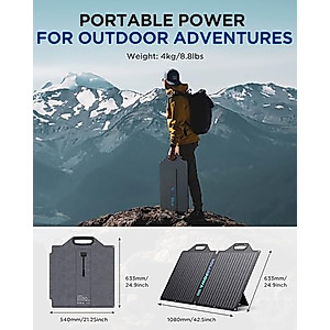 100W Potable ETFE Solar Panels, BigBlue Solarpowa100 Folding Solar Panel(24.6V/4.16A) with Kickstand, Compatible with Jackery/ECOFLOW/Anker/Goal Zero Power Station, Waterproof Camping Solar Charger