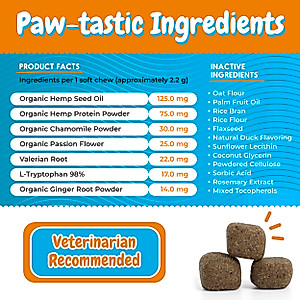 Inner Paw Calming Chews for Dogs – Natural Calming Dog Treats – Tasty Chew Snacks with Chamomile, Valerian Root, Organic Ginger – Efficient Dog Stress Reliever – 120 Soft Chews