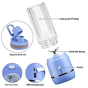 CORESLUX Portable Personal Size Blender, Smoothies and Shakes Blender Mini Shakes Juicer Cup USB Rechargeable Handheld Fruit Machine (2 juicing cups)