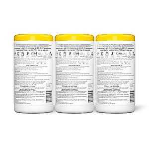 Amazon Basics Disinfecting Wipes, Lemon Scent, for Sanitizing, Cleaning & Deodorizing, 255 Count (3 Packs of 85)