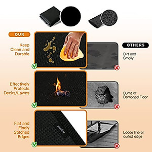 Hipiere Fireplace Mat - 27 x 48 Inch Fireplace Mats Fireproof | Hearth Rugs for Fireplaces Fire Resistant | Durable Hearth Rug | Fireproof Mat for Fireplace Indoor & Outdoor - Fiberglass