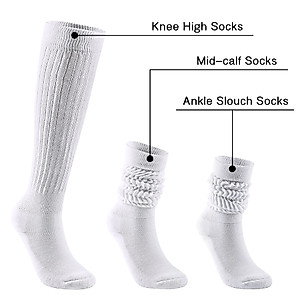 Zando Slouch Socks Women Scrunchie Socks Heavy Sexy Soft Extra Long Stacked Boot Socks Knee High Knit Boot Socks Colorful Socks 80s 90s clothes 80s 90s Socks Outfit Socks White One size