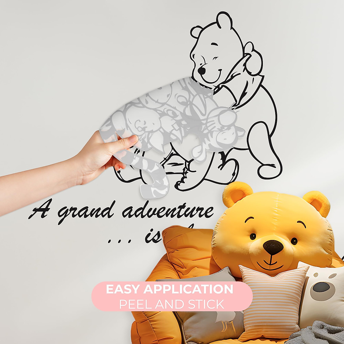Winnie Pooh & Friends - A Grand Adventure is About to Begin Quote Baby Room Wall Decal- Decal for Baby's Room (Wide 22" x 18" Height)