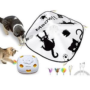 ORSDA Cat Toys Rechargeable, 4in 1 Interactive Automatic Indoor Cats Toy with 8 Holes Mice Whack-A-Mole, Hide and Seek Smart Motion Kitten Toys with 5Pcs DIY Replacement Refills