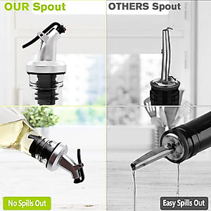 Showvigor Olive Oil Dispenser Bottle Set of 2, Oil and Vinegar Cruet Set 17oz/500 ml,Oil Bottles for Kitchen,Square Tall Glass Oil Bottle with 4 Labels, 2 Pourers and 1 Funnel as Kitchen Helper