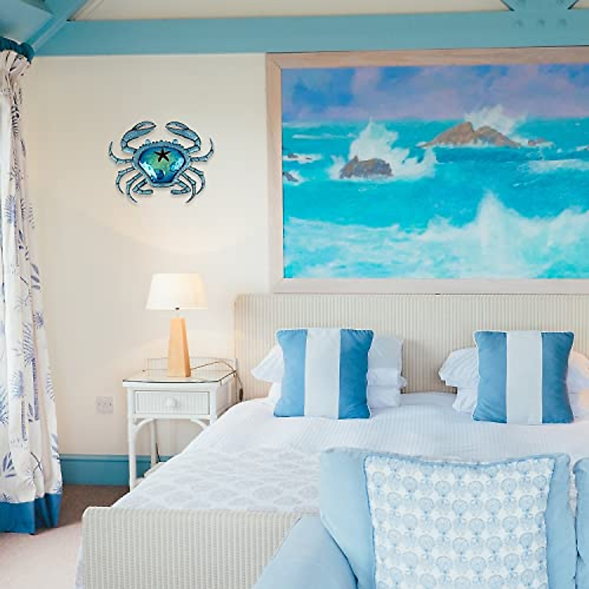 LIFFY Metal Crab Wall Art Decor Ocean Wall Hanging Coastal Wall Sculptures Beach Theme Wall Decoration for Indoor Outdoor Bathroom Bedroom Living Room Garden Pool Patio