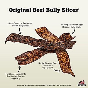 Redbarn Bully Slices for Dogs | Highly Palatable, Long-Lasting Natural Dental Treats with Functional Ingredients, 9 oz. (Pack of 2) - Original Bully