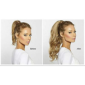 FELENDY 18" 20" 22" 24" Ponytail Extension Curly Wavy Straight Drawstring Hairpiece Wrap Around Long Synthetic Hair for Women(Ash Blonde Mix Light Brown)
