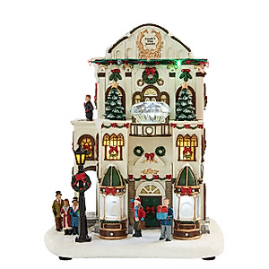 MOMENTS IN TIME 11" H Resin Christmas Village Building, Frosty's Fine Jewelry Shop with LED Lights and Christmas Music - Power Adapter (Included)