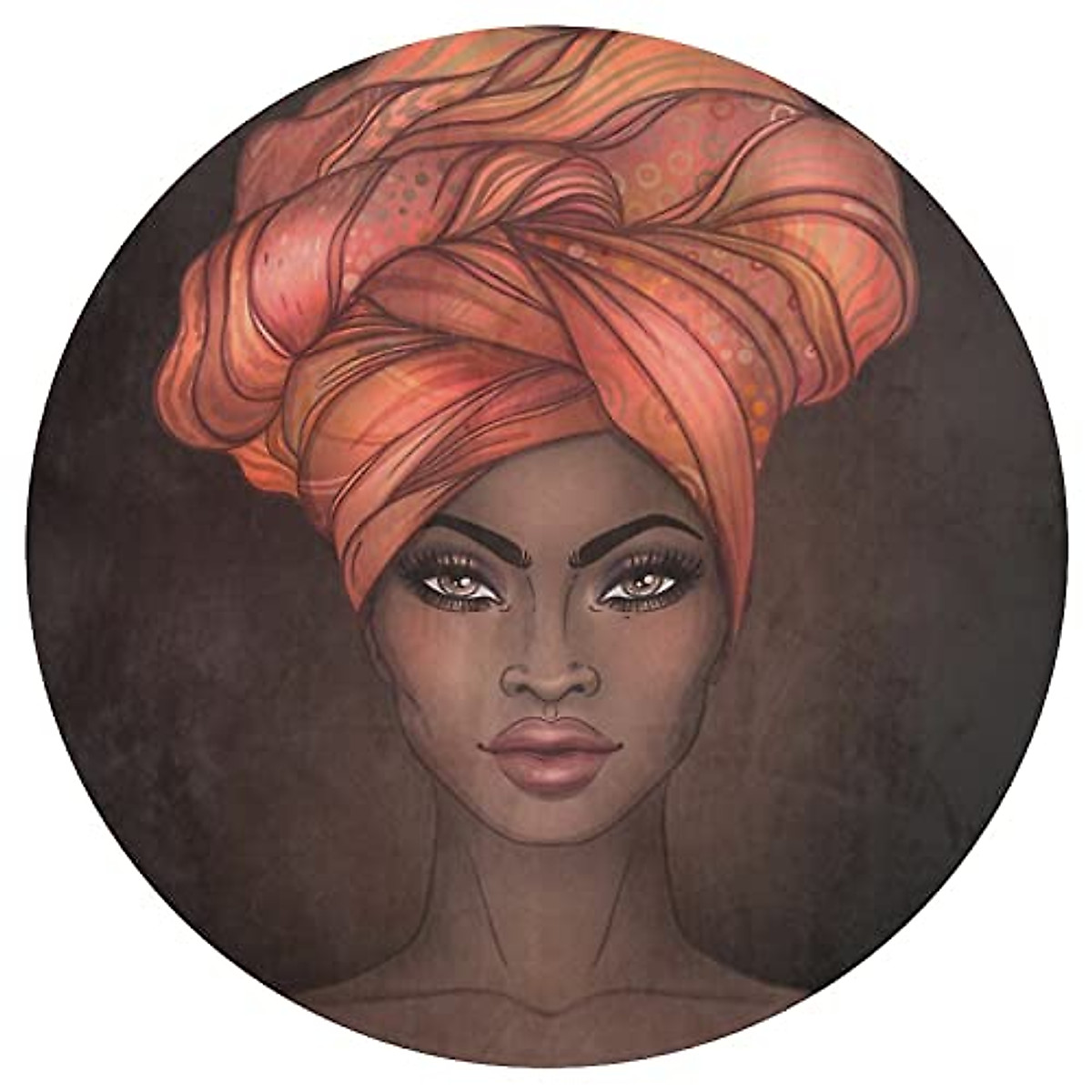 African Pretty Girl Round Area Rug Black Woman Circular Rug Circle Floor Carpet Non-Slip Absorbent Mat for Kitchen Living Room Bedroom Decoration