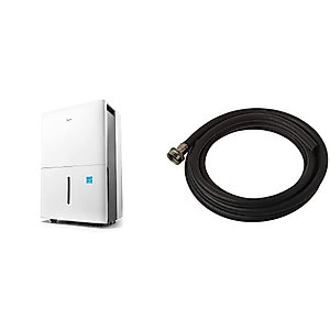 Midea MAD35C1ZWS Dehumidifier with Reusable Air Filter, Ideal for Basement, Bedroom, Bathroom, 35 Pint-2019 DOE, White & Eastman 60309, Black Rubber Washing Machine Drain Hose, 12 Ft Length, Feet