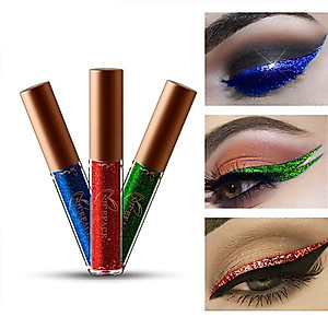 12 Colors Glitter Diamond Eyeliner Liquid Shining Metallic Eyeliner Eye Makeup (Blue#01)