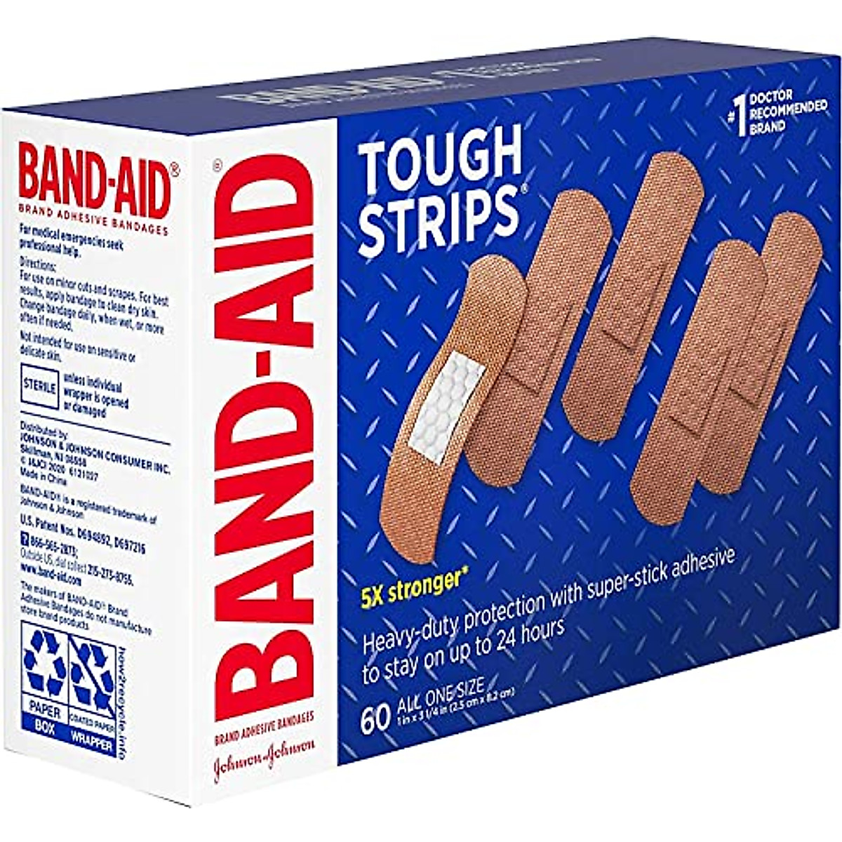 Band-Aid Brand Tough-Strips Adhesive Bandage for Minor Cuts & Scrapes, All One Size, 60 ct (Limited Edition)