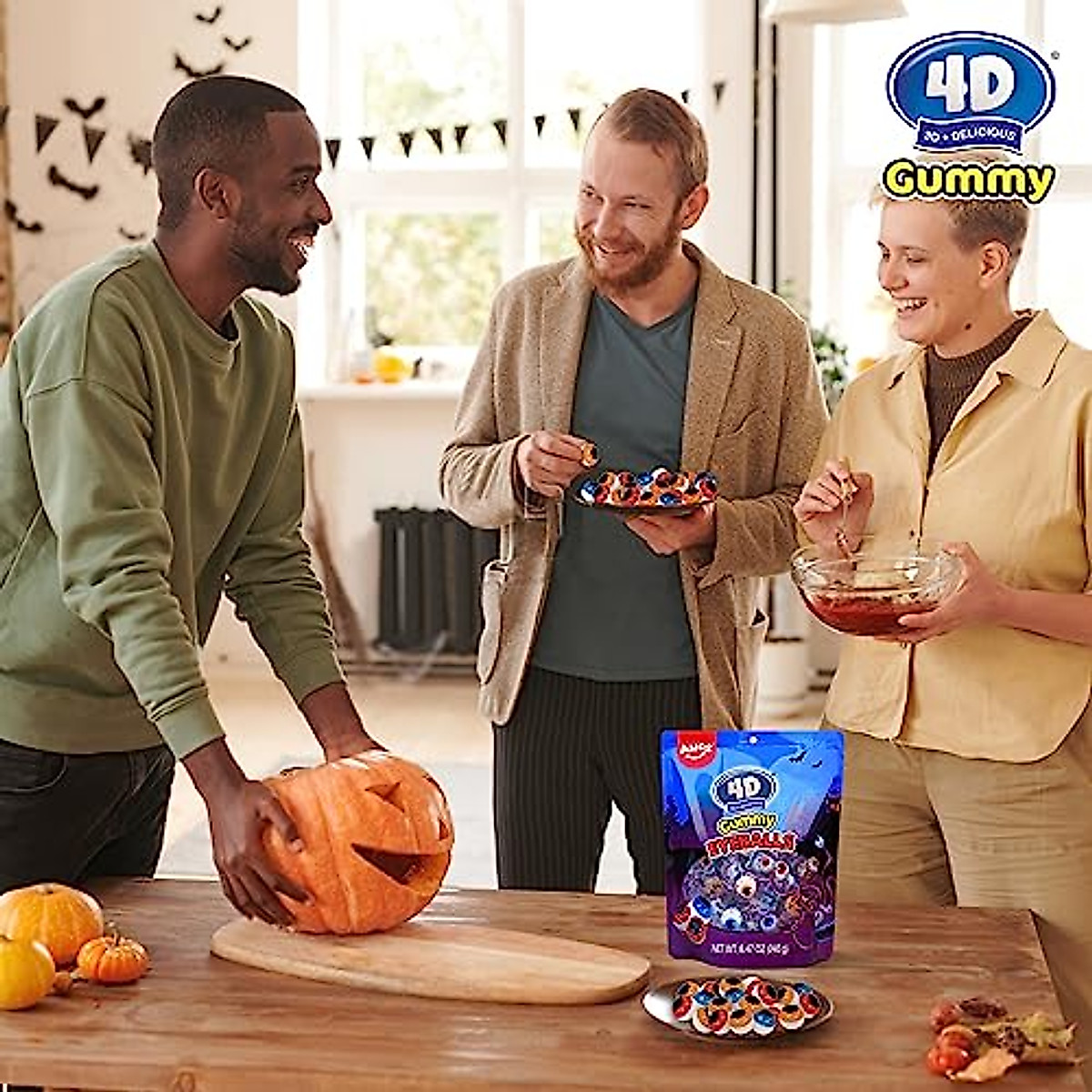 Amos 4D Gummy Eyeball Candy, Individually Wrapped Candies 3D Eyeballs Shaped, Perfect Treat for Kids Halloween Parties (40 Count)
