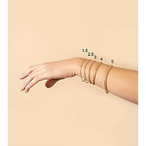 Olive & Chain 14k Solid Gold Rope Chain Bracelet for Men/Women, Diamond Cut, Yellow Gold, Hypoallergenic, Lobster Clasp Closure