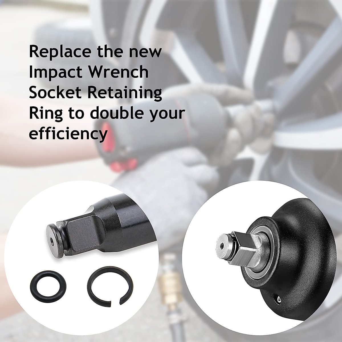 5 Sets 3/8" and 5 Sets 1/2" Impact Retaining Ring Wrench Socket Clip with O-Ring Fits Replacement Impact Wrench Square Drive Socket Retainer Ring