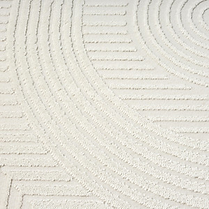 Abani Neutral Cream Area Rug 5' x 8' for Living Room, Bedroom - Zen Reiki Semi-Circle Pattern - Durable & Easy to Clean