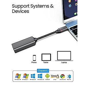 OQTIQ USB C to Ethernet Adapter, USB-C to RJ45 Thunderbolt 3/Type C Gigabit Ethernet LAN Network Adapter, Compatible with MacBook Pro 2020/2019/2018/2017, MacBook Air, iPad Pro, XPS and More