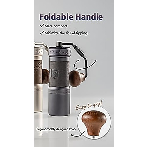 1Zpresso K-Ultra Manual Coffee Grinder Iron Gray with Carrying Case, Assembly Consistency Grind Stainless Steel Conical Burr, Foldable Handle, Numerical External Adjustable Setting, All-Round Grinder