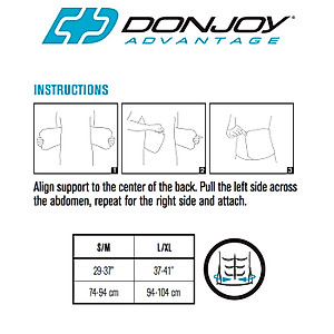 DonJoy DA161SR01-WHT-S/M Abdominal Support Three Panel Elastic Wrap for Strain, Weakness, Small, Medium fits 29", 37", White, Small/Medium