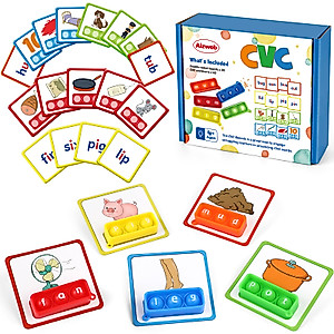 Aizweb CVC Word Game,Phonics Games Flash Cards for Preschool Kindergarten Classroom Supplies,Special Education Reading Manipulative Spelling Toy for Learning Activity Teacher School