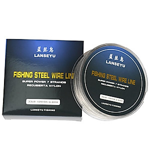 Stainless Steel Fishing Line - 100 Metres, 33 Pound, 0.6mm Nylon Coated, 1x7 Stainless Steel Leader Wire
