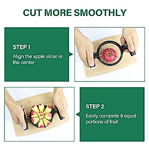 Vakoo [Ultra-Sharp] Apple Slicer, Stainless Steel 8-Blade Apple Cutter, Apple Corer and Divider, Easy to Use Kitchen Tool for Fruits (Black)