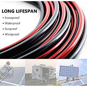 PowMr 16 Feet 10AWG(6mm²) Solar Extension Cable with Female and Male Connector Solar Panel Adaptor Kit Tool(Red & Black)