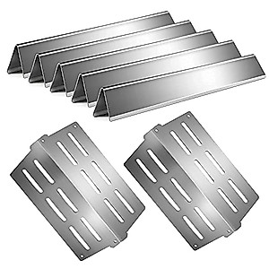 Boloda 13 1/4" Heat Deflector and 17.5" Flavorizer Bars Replacement for Weber 7620 7622, Genesis 300 Series E310 E330 S310 S320 EP/CEP-310 EP/CEP-320 EP/CEP-330 with Front Control Knobs 2011 & Newer