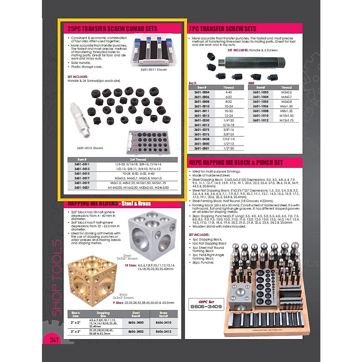 HHIP 3601-0511 25 Piece 1/4-20, 5/16-18, 3/8-16, 7/16-14 Transfer Screw Set (Pack of 1)