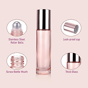 Kesell 14-Pack 10ml Glass Roller Bottles for Essential Oils - Travel- Refillable Perfume Bottles with Stainless Steel Roller Balls, Caps - Funnel for Aromatherapy, Perfumes