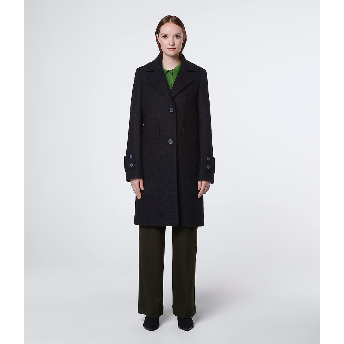 Marc New York by Andrew Marc Women's Wool Regine Slim Coat, Black, Medium