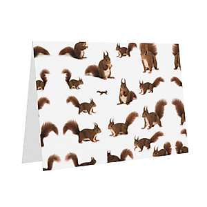 MQGMZ Cute Squirrels Print Holiday Greeting Cards Blank Note Cards With Envelopes For All Occasions Birthdays