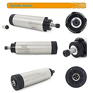 RATTMMOTOR 65mm CNC Spindle Motor Kit 1.5KW 220V Air Cooled Spindle Motor ER11 24000RPM 400HZ+1.5KW 2HP Single Phase to 3 Phase 220V VFD Inverter Variable Frequency Drive Converter for CNC Router