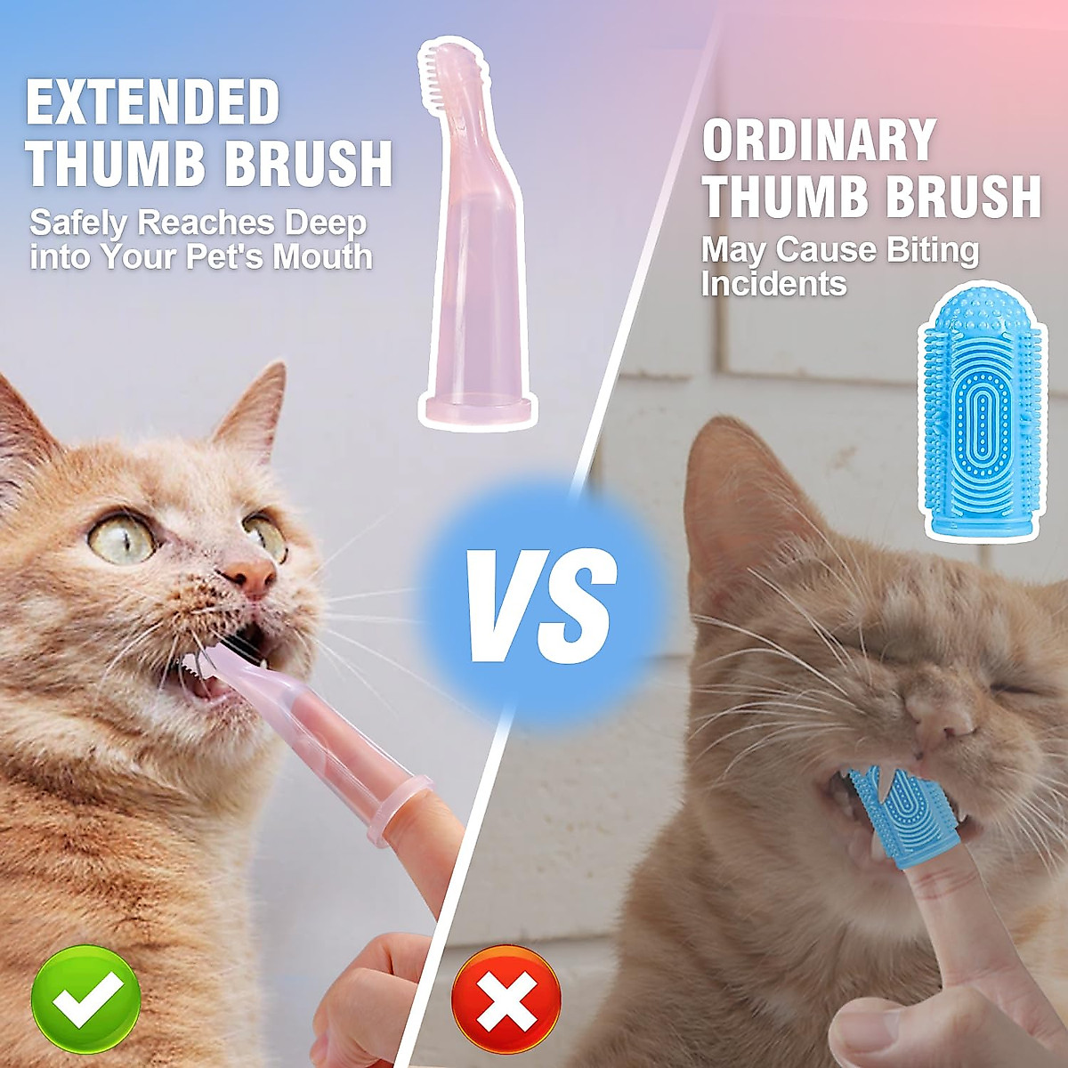 Pawsitive Vibes Pet Dental Care Kit | Cat Finger Toothbrush | Small Dogs & Cats | Secure Grip Thumb Brushes | Gentle Silicone Bristles | Anti-Bite & Extended Design