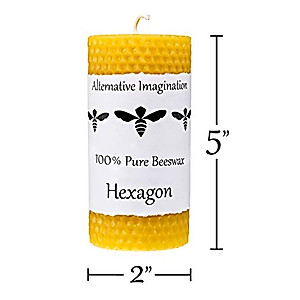 Alternative Imagination 100% Pure Beeswax Pillar Candle (2x5 Inch), 55 Hour, Hexagon Design, Hand-Poured, Made in USA