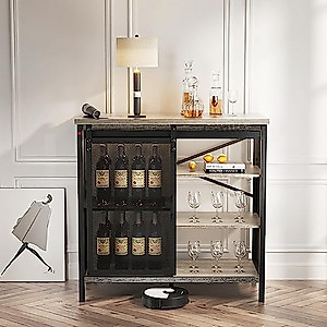 QNICE 71" LED Lights Industrial Bar (Rustic Oak-CB004)