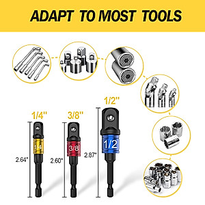 Stocking Stuffers for Men Adults Women Husband Dad Father Mother Teens Christmas Gifts Cool Gadgets 3-Piece 1/4 3/8 1/2" Socket WrenchImpact Socket Adapter Set Tools Extension Drill Adapter Bit Set