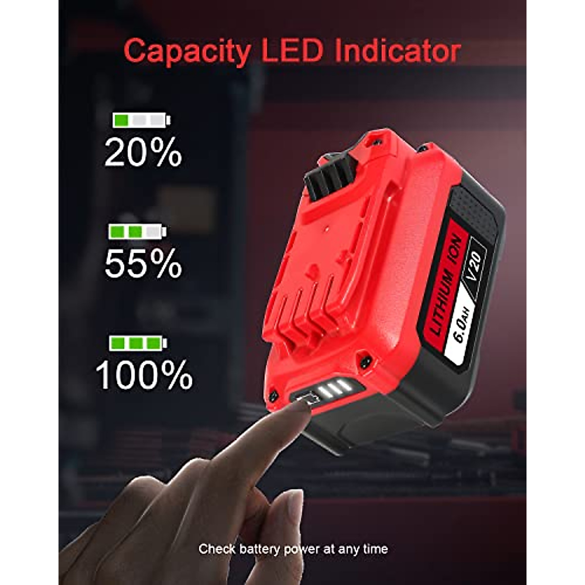 Bslite Replacement for Craftsman 20V Battery 6.0Ah CMCB206 Fit for Craftsman V20 20V Max Battery CMCB204 CMCB202 CMCB209 Compatible with Craftsman Battery 20V Tools and Charger（2Packs）