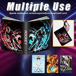 Hockey Card Binder,4-Pocket Cards Holder,Trading Card Binder Fits 400 Cards With 50 Removable Double Sided Sleeves,Portable Cards Album Case for Sports Cards Collection