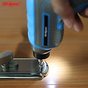 Hi-Spec 27pc 3.6V Blue USB Power Electric Screwdriver, Mini Drill and Small Drills Cordless with Driver Bit Set