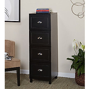 Target Marketing Systems Bradley Collection File Cabinet, Modern Document Organizer, Printer Stand for Home, Office and Study Room, 4 Drawer, Midnight Black