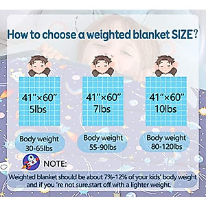 VECOKNA Kids Weighted Blanket 7lbs 41 x 60 inches, Reversible Cooling Throw Blanket for Kids &Teens,100% Breathable Cotton Heavy Blanket,Great for Calming and Sleep,Blue Rocket