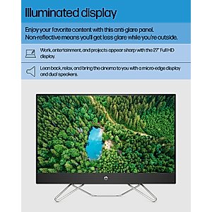 HP All-in-One Bundle PC, 27" FHD Micro-Edge Display, 12th Generation Intel Core i7 Processor, Iris X Graphics, 12 GB RAM, 256 GB SSD, Windows 11 Pro OS, Wi-Fi (27-cb1072, 2022) (Renewed)