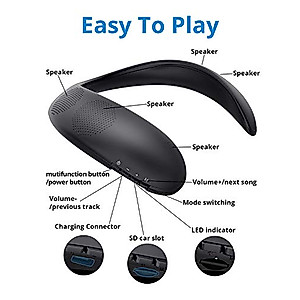 Neckband Portable Bluetooth Speakers, Bluedio HS Wireless Wearable Personal Body Speaker w/FM Radio/Micro SD Card, Lightweight Outdoor Sound Box Private Music for Cycling, Hiking, Handsfree Phone Call