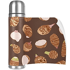 Stainless Steel Leather Vacuum Insulated Mug Taro Thermos Water Bottle for Hot and Cold Drinks Kids Adults 16 Oz